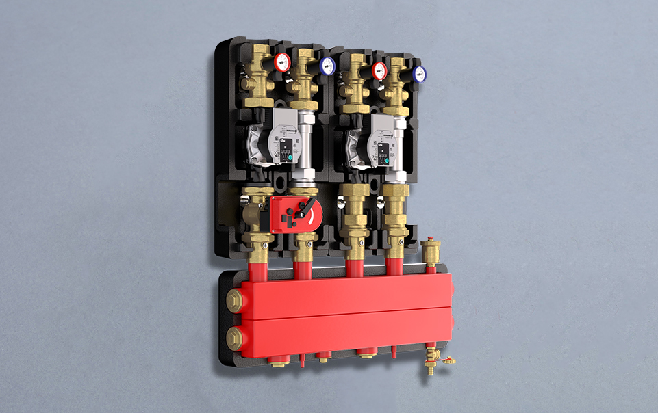 Distribution units and boiler room manifolds for heating and cooling ...